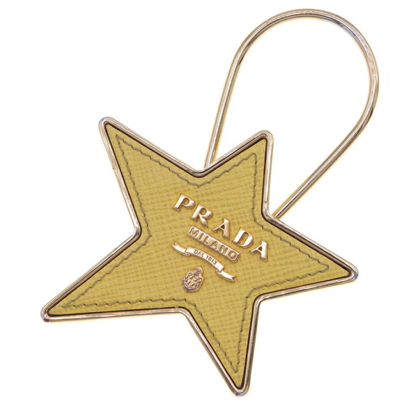 Prada | Accessories | Prada Key Ring Pp49 Yellow Leather Metal Star ...